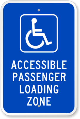 Handicap Drop Off Zone No Parking Sign