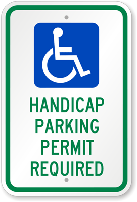 Handicapped Parking Permit Required Sign, Reserved Sign