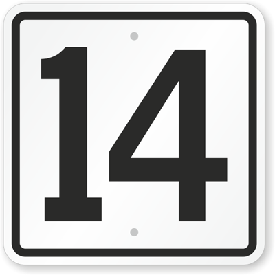 Parking Spot Sign With Digit 14, SKU: K-6273