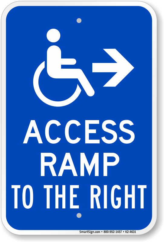 Access Ramp Ahead Handicap Sign