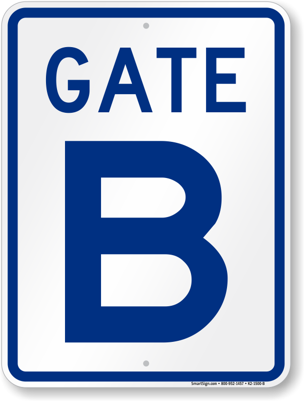 Gate B, Gate ID Sign, SKU: K2-1500-B