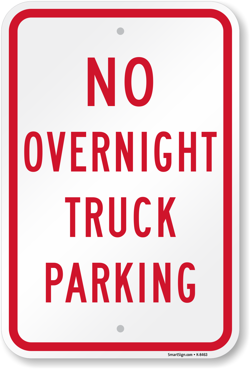 No Overnight Truck Parking Sign