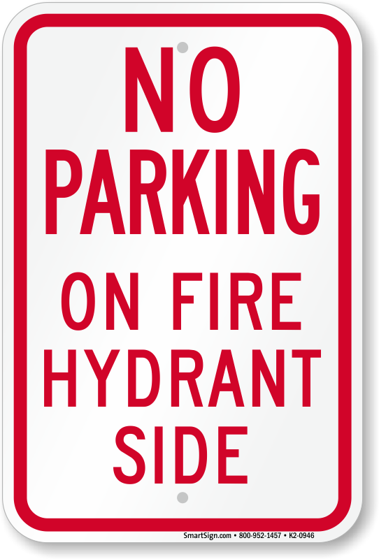 No Parking On Fire Hydrant Side Sign, SKU: K2-0946