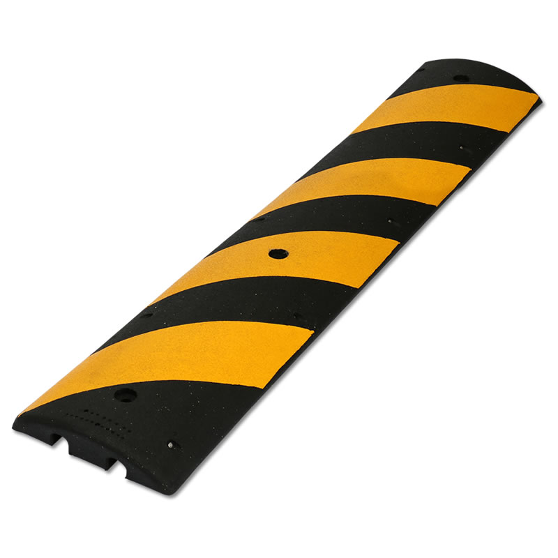 TireBoss Rubber Parking Wheel Stop, Yellow Strips Signs