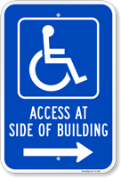 Handicap Access At Side Of Building Sign, SKU: K-1421