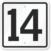 Parking Spot Sign With Digit 14, SKU: K-6273