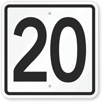 Parking Spot Sign With Digit 20, SKU: K-6279