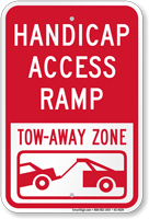 Access Ramp Tow Away Zone Handicap Sign, SKU: K2-4629